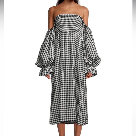 Sleeper | Dresses | Sleeper Atlanta Gingham Black White Maxi Midi Dress ...